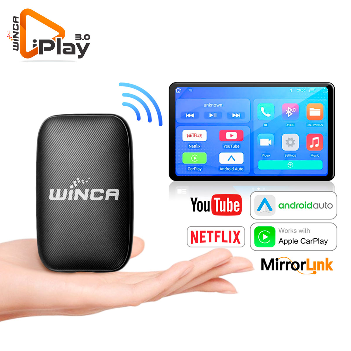 Winca iPLAY 3.0 – Carplay e Android Auto sem Fio - Winca do Brasil